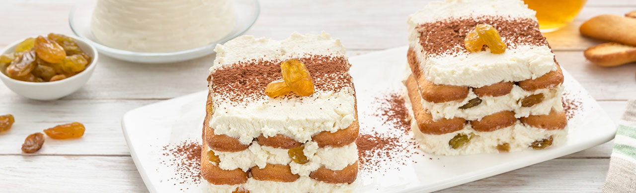 Tiramisu con Ricotta Vallelata, rum e uvette | Vallelata Mozzarelle e ...